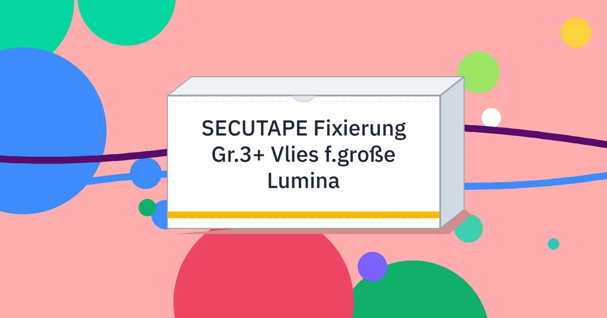 Symbolbild: Packung mit der Aufschrift SECUTAPE Fixierung Gr.3+ Vlies f.große Lumina (PZN 18424628) – Verfügbarkeit und Bezug in Apotheken in Frankfurt am Main
