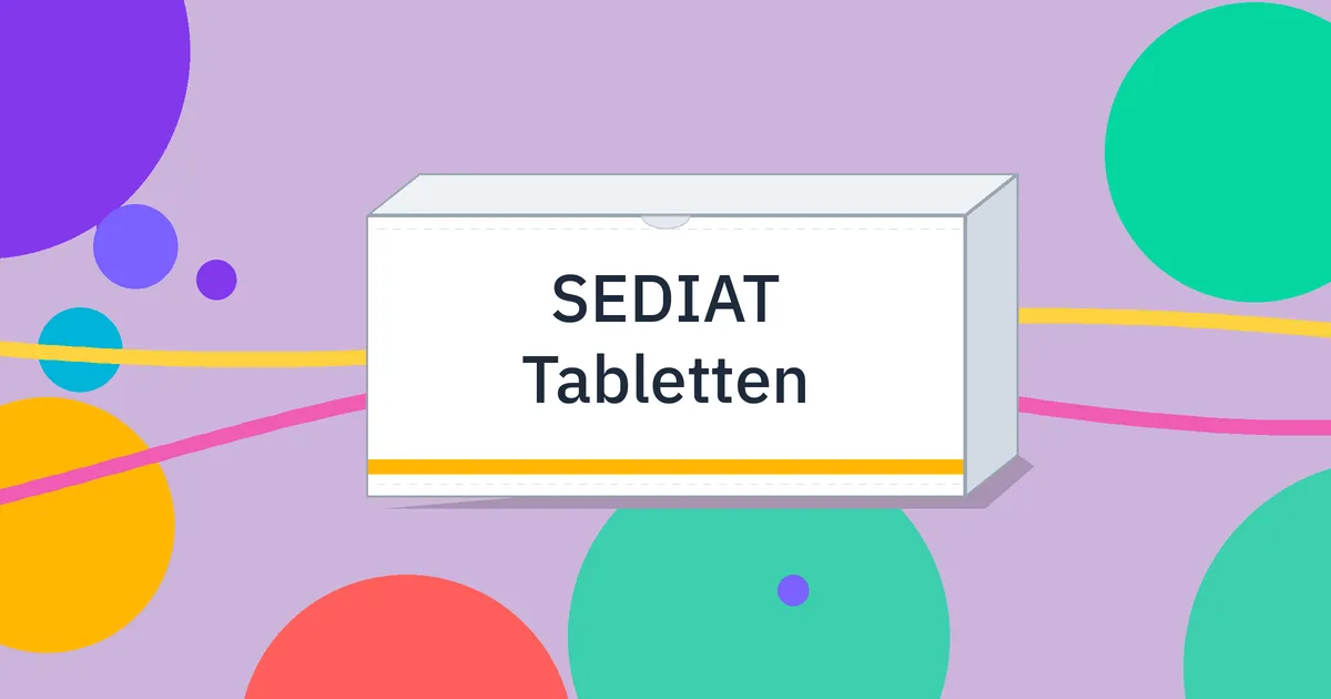 Symbolbild: Packung mit der Aufschrift SEDIAT Tabletten (PZN 03280595) – Verfügbarkeit und Bezug in Apotheken in Frankfurt am Main