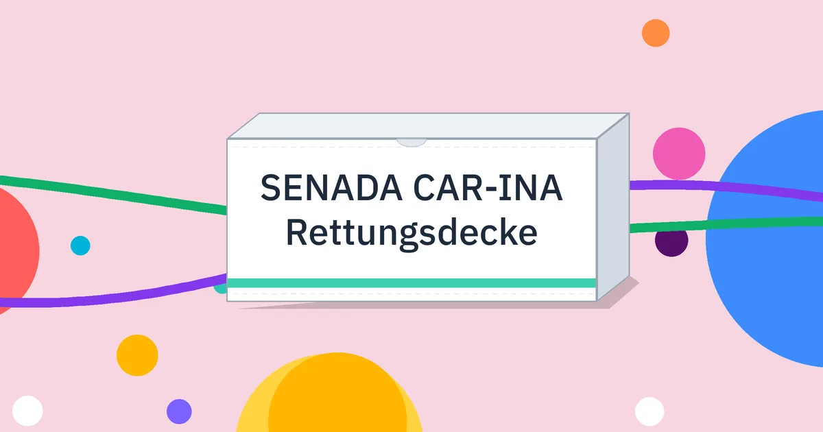 Symbolbild: Packung mit der Aufschrift SENADA CAR-INA Rettungsdecke (PZN 09467484) – Verfügbarkeit und Bezug in Apotheken in Frankfurt am Main
