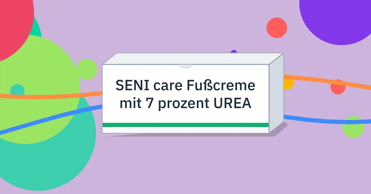 Symbolbild: Packung mit der Aufschrift SENI care Fußcreme mit 7 prozent UREA (PZN 20288078) – Verfügbarkeit und Bezug in Apotheken in Frankfurt am Main