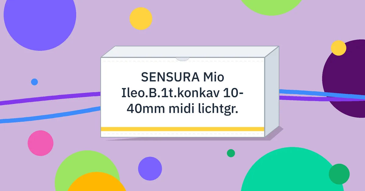 Symbolbild: Packung mit der Aufschrift SENSURA Mio Ileo.B.1t.konkav 10-40mm midi lichtgr. (PZN 12548080) – Verfügbarkeit und Bezug in Apotheken in Frankfurt am Main