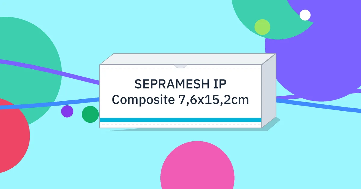 Symbolbild: Packung mit der Aufschrift SEPRAMESH IP Composite 7,6x15,2cm (PZN 07214514) – Verfügbarkeit und Bezug in Apotheken in Frankfurt am Main