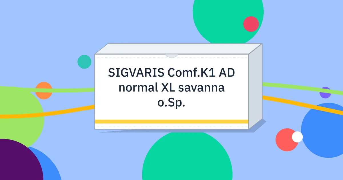 Symbolbild: Packung mit der Aufschrift SIGVARIS Comf.K1 AD normal XL savanna o.Sp. (PZN 17093997) – Verfügbarkeit und Bezug in Apotheken in Frankfurt am Main