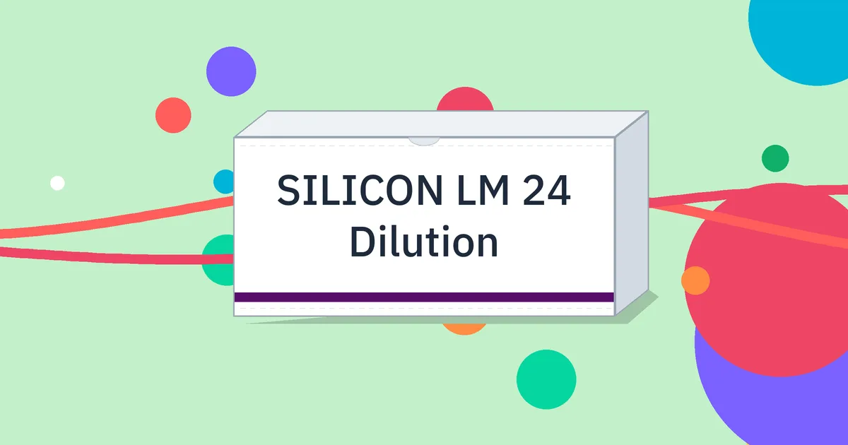 Symbolbild: Packung mit der Aufschrift SILICON LM 24 Dilution (PZN 13678407) – Verfügbarkeit und Bezug in Apotheken in Frankfurt am Main