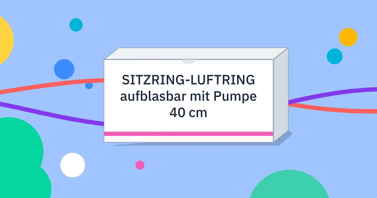 Symbolbild: Packung mit der Aufschrift SITZRING-LUFTRING aufblasbar mit Pumpe 40 cm (PZN 10961195) – Verfügbarkeit und Bezug in Apotheken in Frankfurt am Main