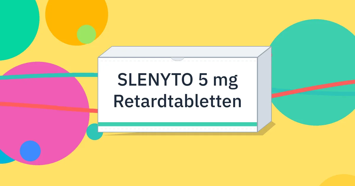 Symbolbild: Packung mit der Aufschrift SLENYTO 5 mg Retardtabletten (PZN 17387575) – Verfügbarkeit und Bezug in Apotheken in Frankfurt am Main