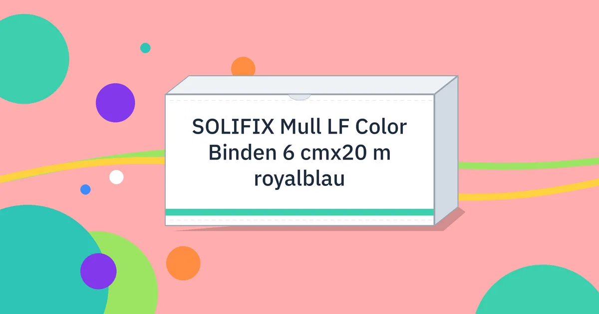 Symbolbild: Packung mit der Aufschrift SOLIFIX Mull LF Color Binden 6 cmx20 m royalblau (PZN 13967198) – Verfügbarkeit und Bezug in Apotheken in Frankfurt am Main