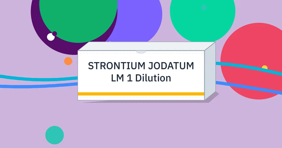 Symbolbild: Packung mit der Aufschrift STRONTIUM JODATUM LM 1 Dilution (PZN 13203868) – Verfügbarkeit und Bezug in Apotheken in Frankfurt am Main