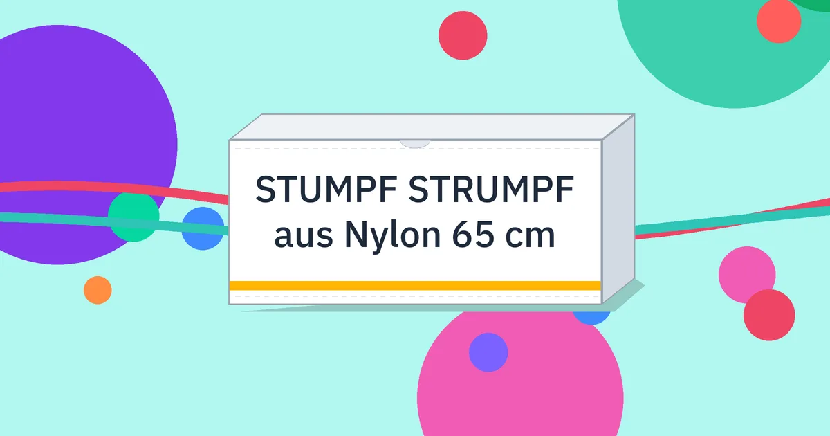 Symbolbild: Packung mit der Aufschrift STUMPF STRUMPF aus Nylon 65 cm (PZN 01978759) – Verfügbarkeit und Bezug in Apotheken in Frankfurt am Main