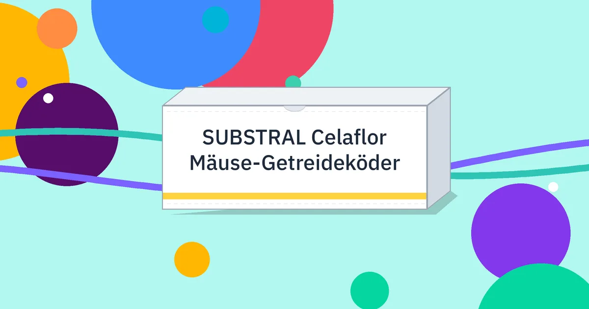 Symbolbild: Packung mit der Aufschrift SUBSTRAL Celaflor Mäuse-Getreideköder (PZN 15611100) – Verfügbarkeit und Bezug in Apotheken in Frankfurt am Main