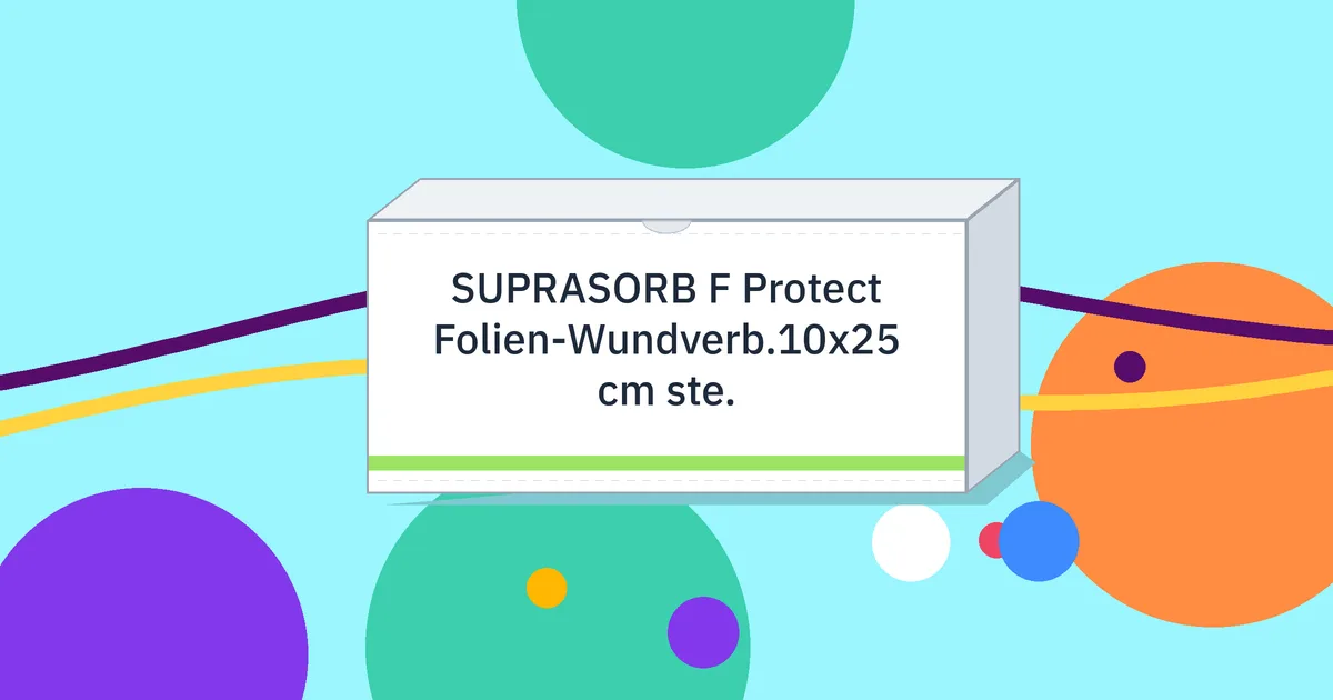 Symbolbild: Packung mit der Aufschrift SUPRASORB F Protect Folien-Wundverb.10x25 cm ste. (PZN 19768264) – Verfügbarkeit und Bezug in Apotheken in Frankfurt am Main