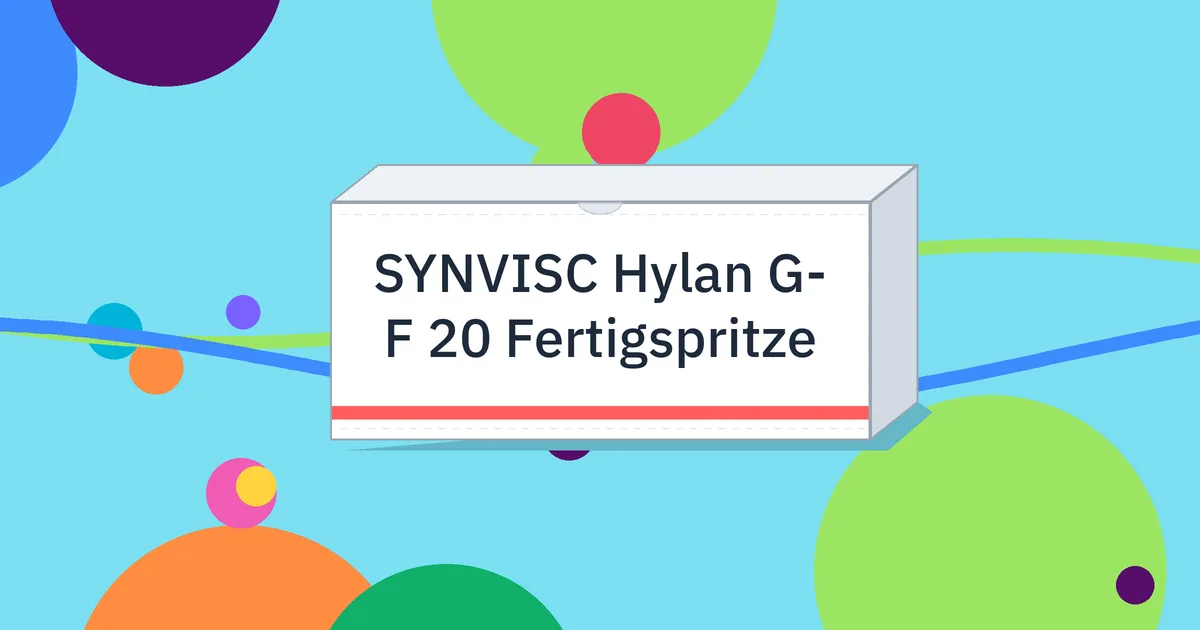 Symbolbild: Packung mit der Aufschrift SYNVISC Hylan G-F 20 Fertigspritze (PZN 20001042) – Verfügbarkeit und Bezug in Apotheken in Frankfurt am Main