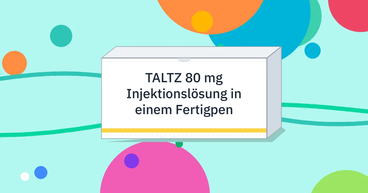 Symbolbild: Packung mit der Aufschrift TALTZ 80 mg Injektionslösung in einem Fertigpen (PZN 13349796) – Verfügbarkeit und Bezug in Apotheken in Frankfurt am Main