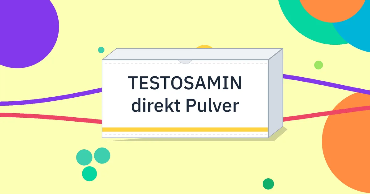 Symbolbild: Packung mit der Aufschrift TESTOSAMIN direkt Pulver (PZN 12422640) – Verfügbarkeit und Bezug in Apotheken in Frankfurt am Main