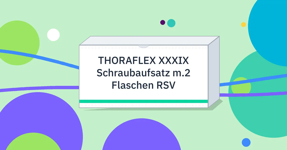 Symbolbild: Packung mit der Aufschrift THORAFLEX XXXIX Schraubaufsatz m.2 Flaschen RSV (PZN 17485220) – Verfügbarkeit und Bezug in Apotheken in Frankfurt am Main