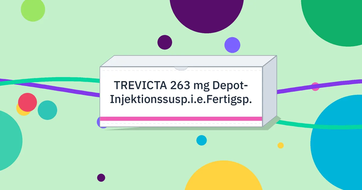 Symbolbild: Packung mit der Aufschrift TREVICTA 263 mg Depot-Injektionssusp.i.e.Fertigsp. (PZN 16123940) – Verfügbarkeit und Bezug in Apotheken in Frankfurt am Main
