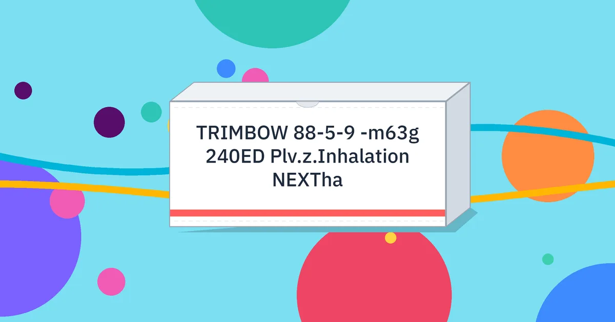Symbolbild: Packung mit der Aufschrift TRIMBOW 88-5-9 -m63g 240ED Plv.z.Inhalation NEXTha (PZN 19180140) – Verfügbarkeit und Bezug in Apotheken in Frankfurt am Main