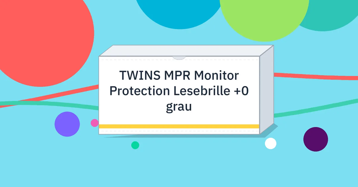 Symbolbild: Packung mit der Aufschrift TWINS MPR Monitor Protection Lesebrille +0 grau (PZN 13344391) – Verfügbarkeit und Bezug in Apotheken in Frankfurt am Main