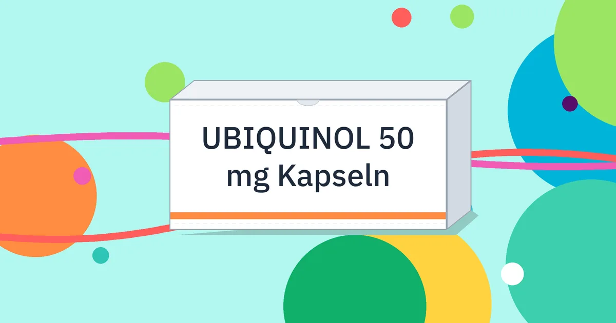 Symbolbild: Packung mit der Aufschrift UBIQUINOL 50 mg Kapseln (PZN 18487043) – Verfügbarkeit und Bezug in Apotheken in Frankfurt am Main