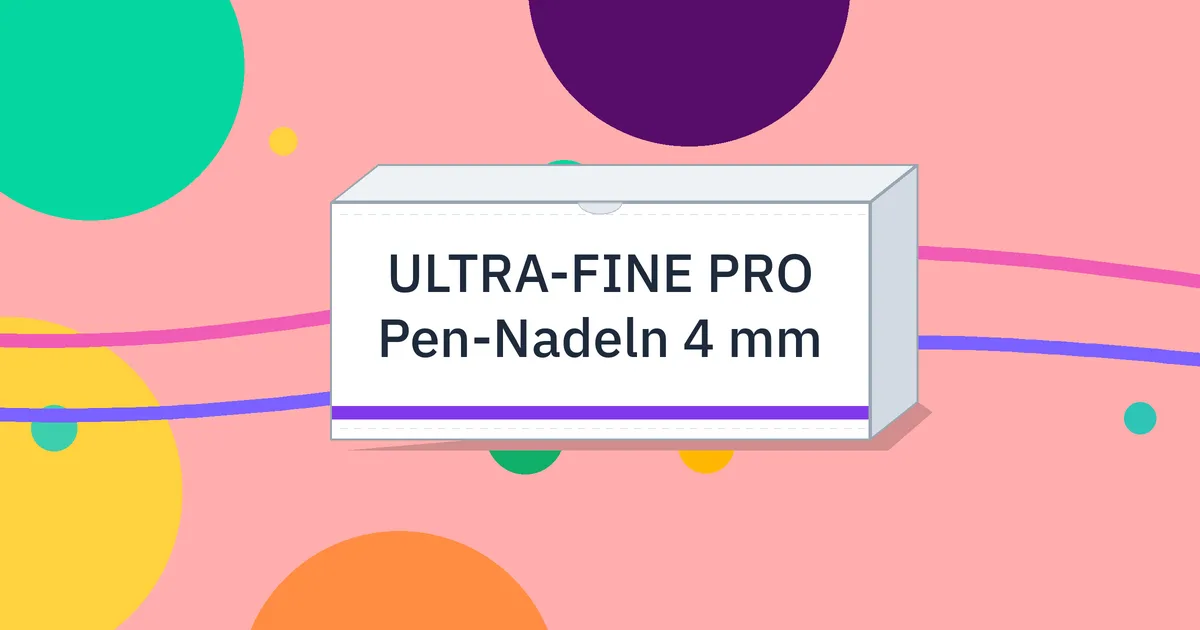 Symbolbild: Packung mit der Aufschrift ULTRA-FINE PRO Pen-Nadeln 4 mm (PZN 20590021) – Verfügbarkeit und Bezug in Apotheken in Frankfurt am Main