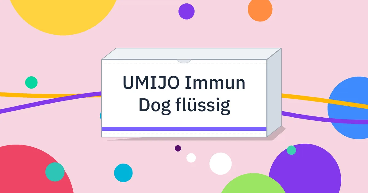 Symbolbild: Packung mit der Aufschrift UMIJO Immun Dog flüssig (PZN 14029415) – Verfügbarkeit und Bezug in Apotheken in Frankfurt am Main