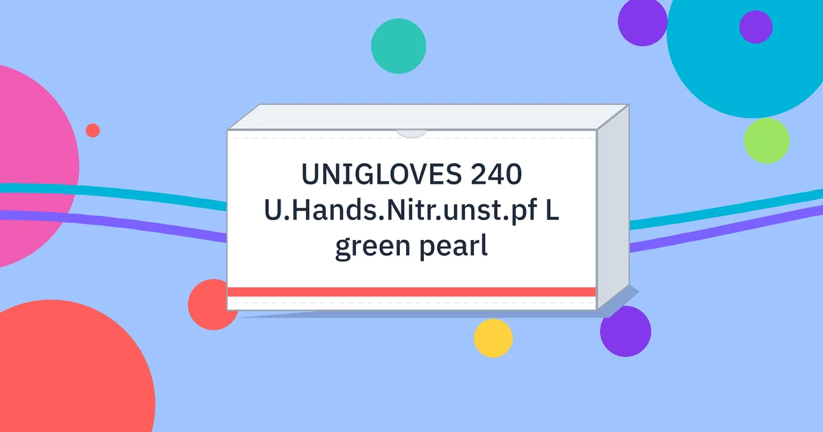 Symbolbild: Packung mit der Aufschrift UNIGLOVES 240 U.Hands.Nitr.unst.pf L green pearl (PZN 19525159) – Verfügbarkeit und Bezug in Apotheken in Frankfurt am Main