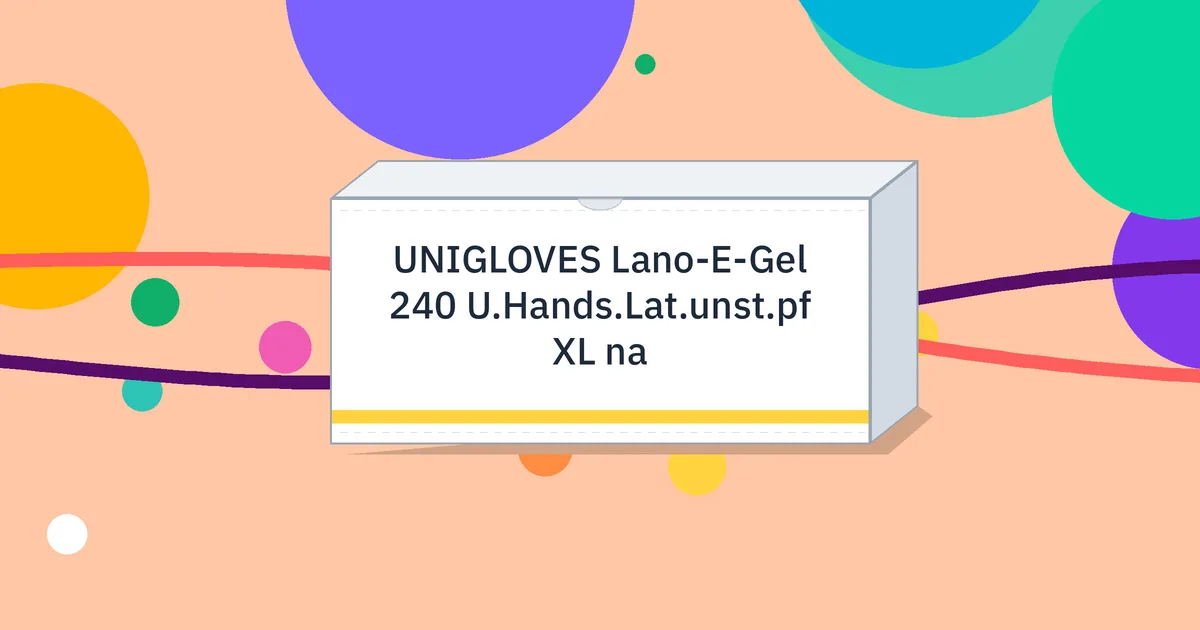 Symbolbild: Packung mit der Aufschrift UNIGLOVES Lano-E-Gel 240 U.Hands.Lat.unst.pf XL na (PZN 18101078) – Verfügbarkeit und Bezug in Apotheken in Frankfurt am Main