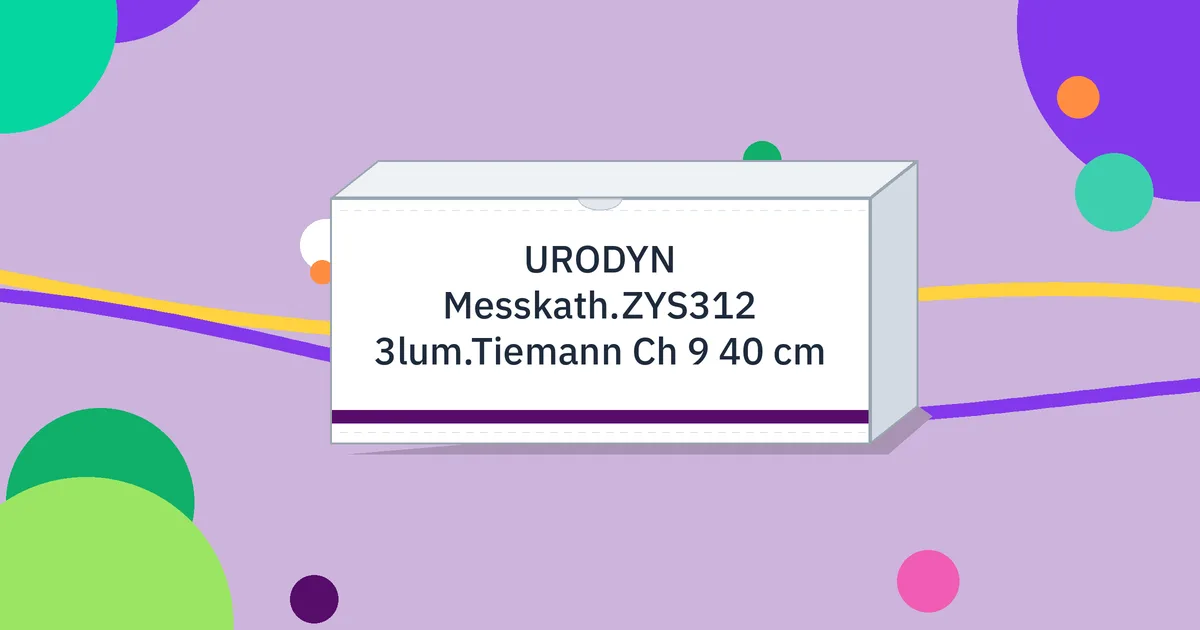 Symbolbild: Packung mit der Aufschrift URODYN Messkath.ZYS312 3lum.Tiemann Ch 9 40 cm (PZN 05036451) – Verfügbarkeit und Bezug in Apotheken in Frankfurt am Main