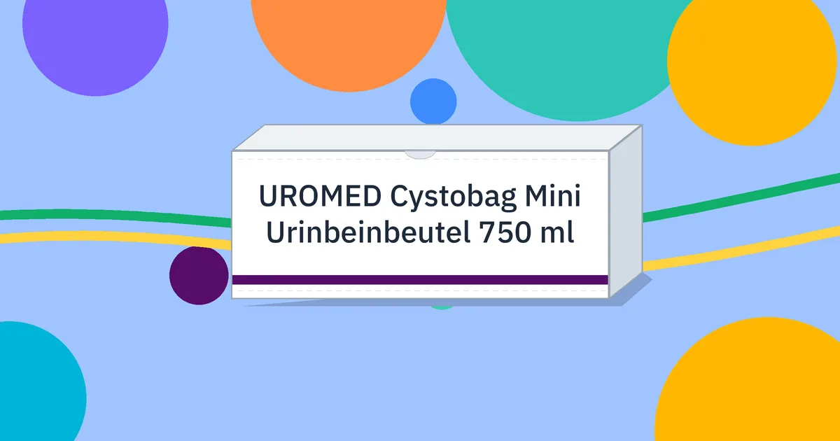 Symbolbild: Packung mit der Aufschrift UROMED Cystobag Mini Urinbeinbeutel 750 ml (PZN 18389553) – Verfügbarkeit und Bezug in Apotheken in Frankfurt am Main
