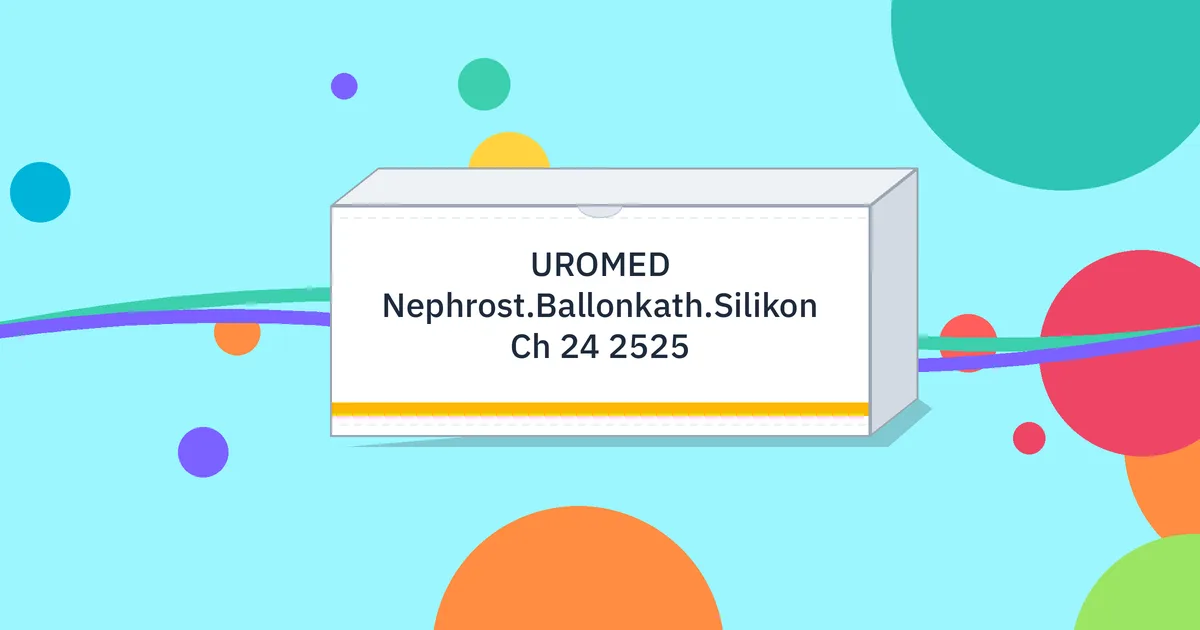 Symbolbild: Packung mit der Aufschrift UROMED Nephrost.Ballonkath.Silikon Ch 24 2525 (PZN 03281146) – Verfügbarkeit und Bezug in Apotheken in Frankfurt am Main