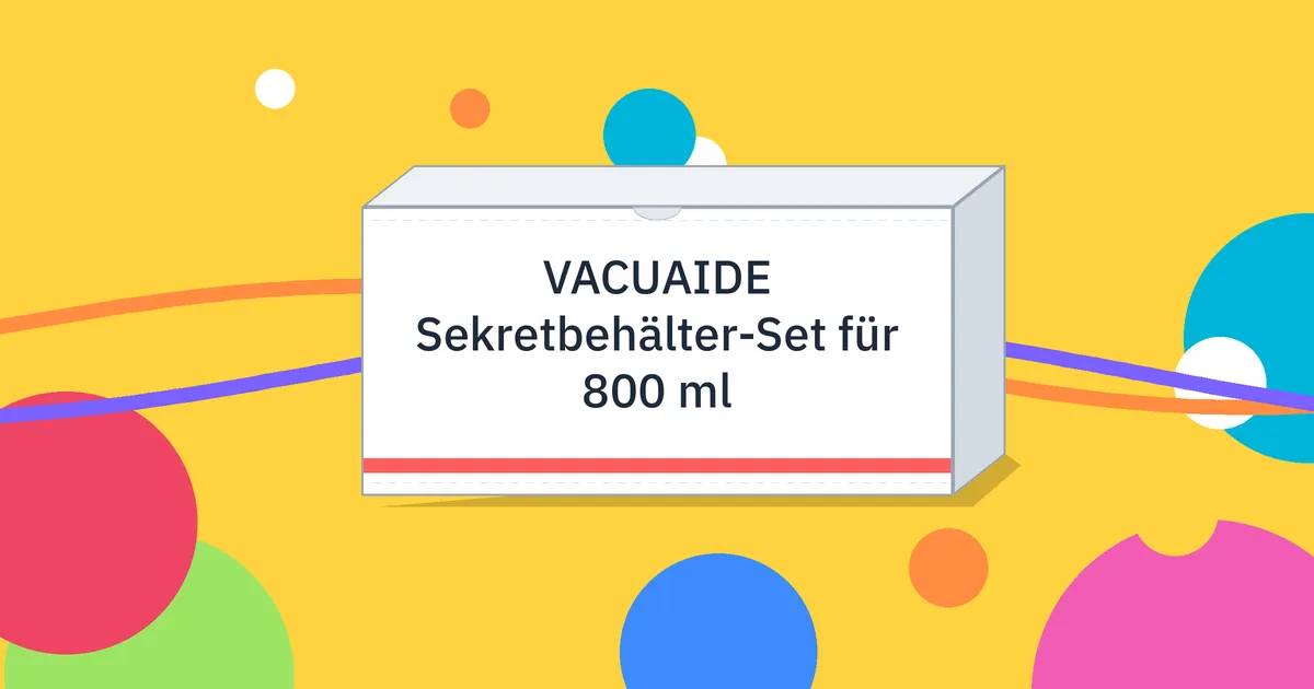 Symbolbild: Packung mit der Aufschrift VACUAIDE Sekretbehälter-Set für 800 ml (PZN 04439738) – Verfügbarkeit und Bezug in Apotheken in Frankfurt am Main