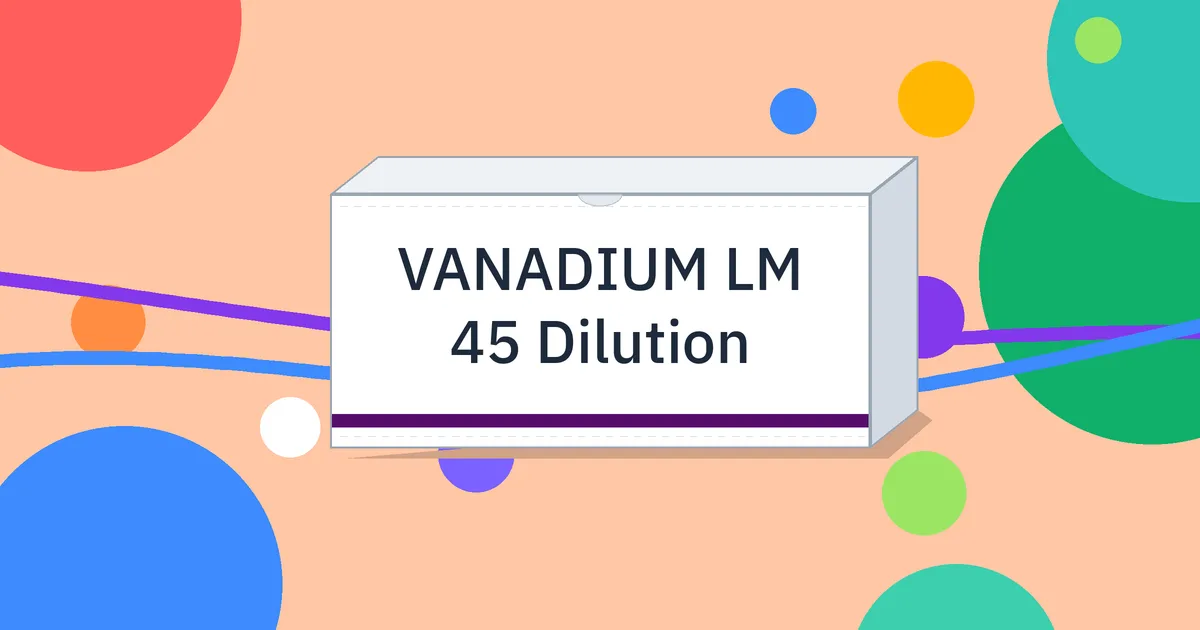 Symbolbild: Packung mit der Aufschrift VANADIUM LM 45 Dilution (PZN 13263037) – Verfügbarkeit und Bezug in Apotheken in Frankfurt am Main