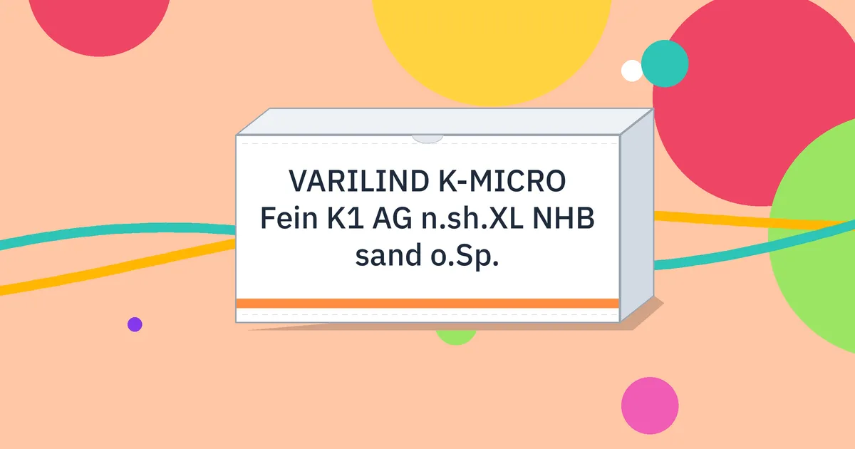 Symbolbild: Packung mit der Aufschrift VARILIND K-MICRO Fein K1 AG n.sh.XL NHB sand o.Sp. (PZN 20554597) – Verfügbarkeit und Bezug in Apotheken in Frankfurt am Main