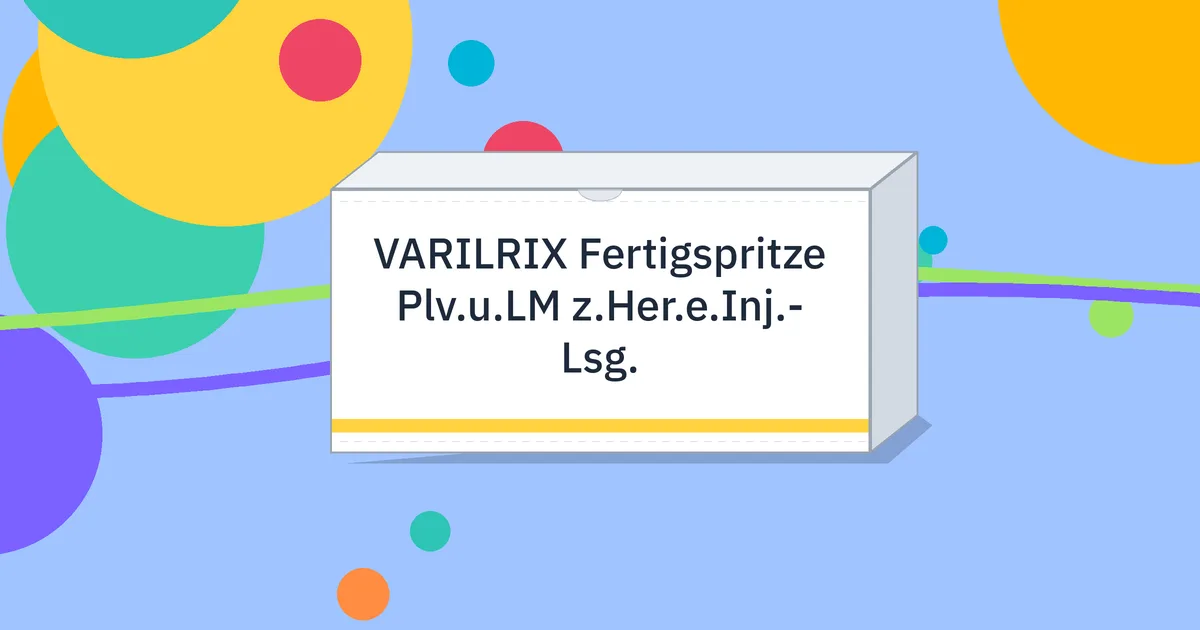 Symbolbild: Packung mit der Aufschrift VARILRIX Fertigspritze Plv.u.LM z.Her.e.Inj.-Lsg. (PZN 19643166) – Verfügbarkeit und Bezug in Apotheken in Frankfurt am Main