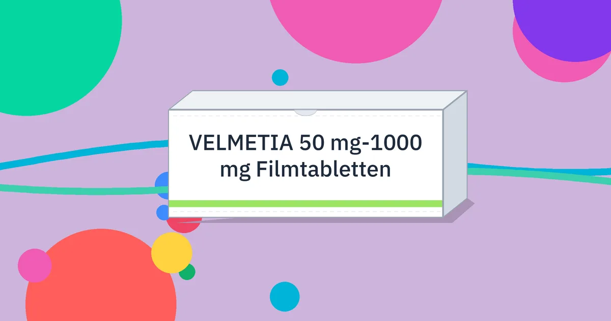 Symbolbild: Packung mit der Aufschrift VELMETIA 50 mg-1000 mg Filmtabletten (PZN 19192775) – Verfügbarkeit und Bezug in Apotheken in Frankfurt am Main