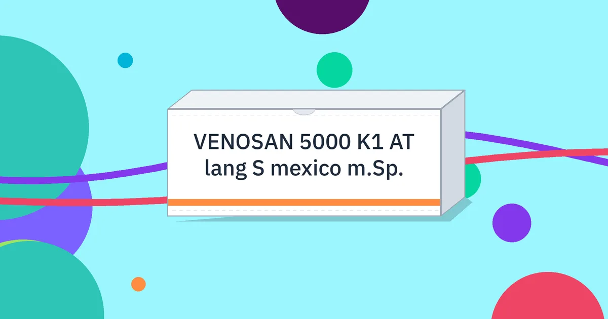 Symbolbild: Packung mit der Aufschrift VENOSAN 5000 K1 AT lang S mexico m.Sp. (PZN 14429557) – Verfügbarkeit und Bezug in Apotheken in Frankfurt am Main