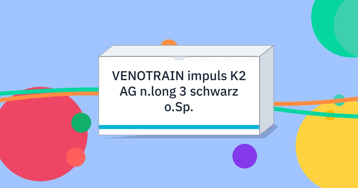 Symbolbild: Packung mit der Aufschrift VENOTRAIN impuls K2 AG n.long 3 schwarz o.Sp. (PZN 00496225) – Verfügbarkeit und Bezug in Apotheken in Frankfurt am Main