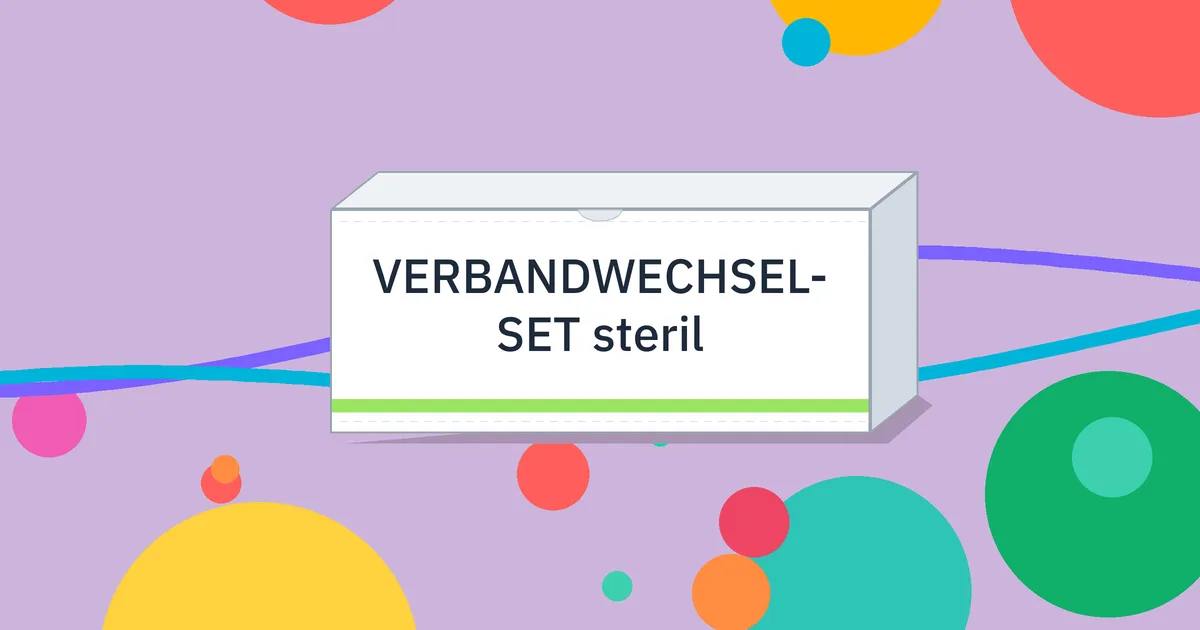 Symbolbild: Packung mit der Aufschrift VERBANDWECHSEL-SET steril (PZN 17622007) – Verfügbarkeit und Bezug in Apotheken in Frankfurt am Main