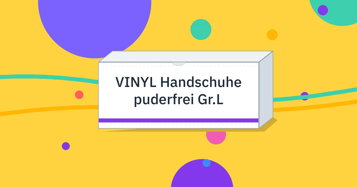 Symbolbild: Packung mit der Aufschrift VINYL Handschuhe puderfrei Gr.L (PZN 06149625) – Verfügbarkeit und Bezug in Apotheken in Frankfurt am Main
