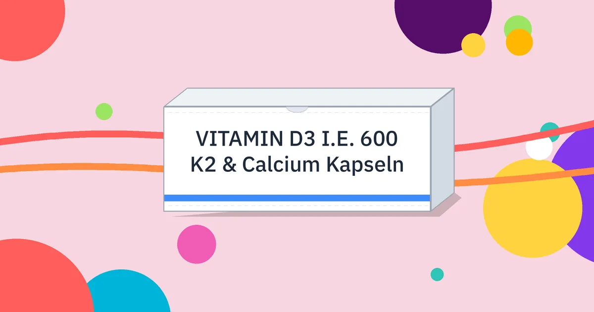 Symbolbild: Packung mit der Aufschrift VITAMIN D3 I.E. 600 K2 & Calcium Kapseln (PZN 18651005) – Verfügbarkeit und Bezug in Apotheken in Frankfurt am Main