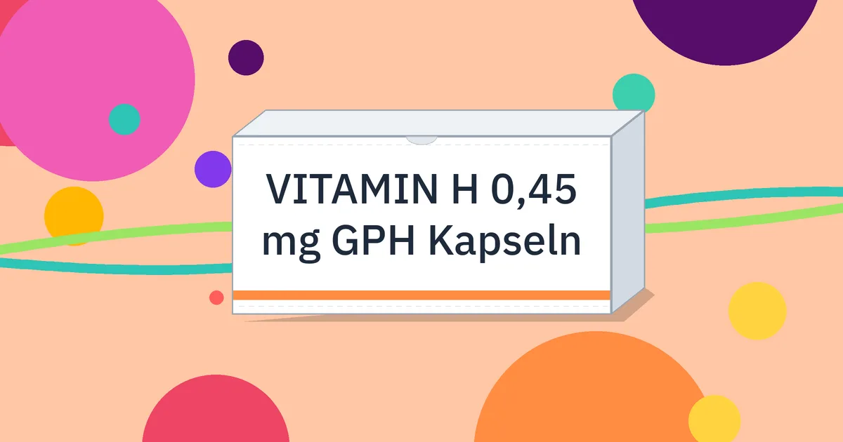Symbolbild: Packung mit der Aufschrift VITAMIN H 0,45 mg GPH Kapseln (PZN 09749662) – Verfügbarkeit und Bezug in Apotheken in Frankfurt am Main