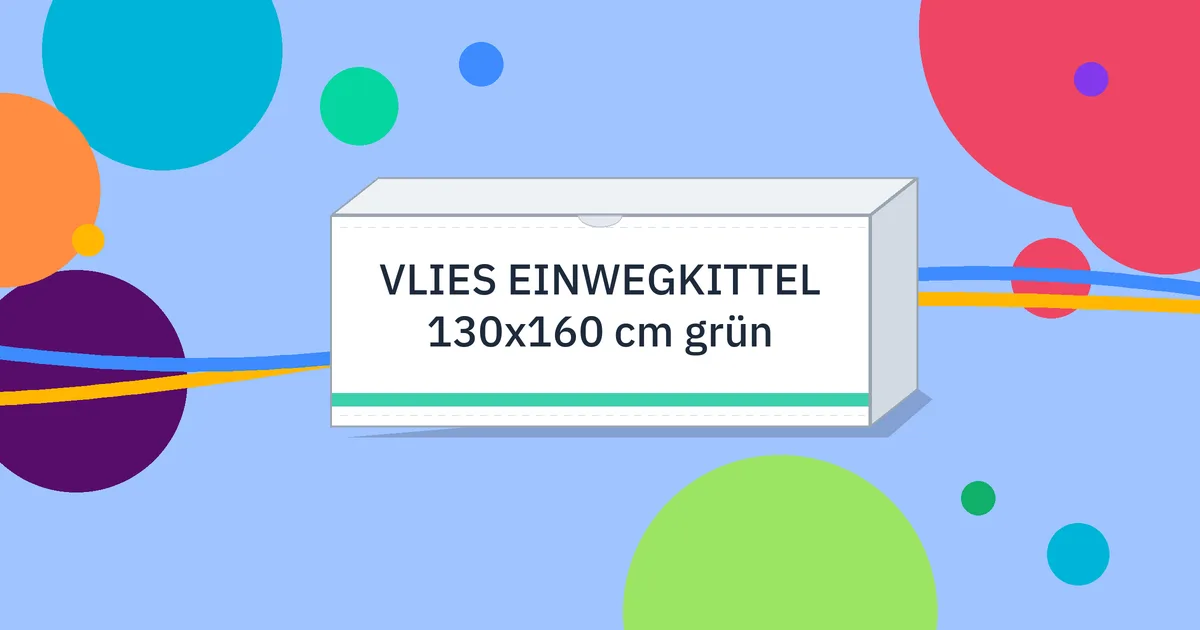 Symbolbild: Packung mit der Aufschrift VLIES EINWEGKITTEL 130x160 cm grün (PZN 11879165) – Verfügbarkeit und Bezug in Apotheken in Frankfurt am Main