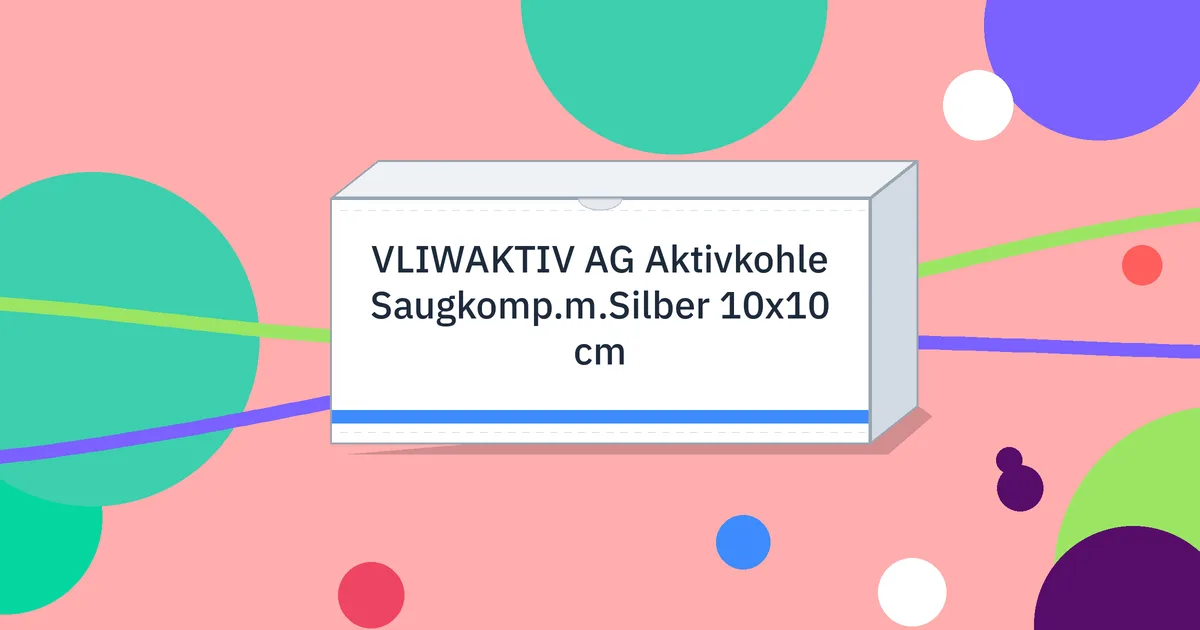 Symbolbild: Packung mit der Aufschrift VLIWAKTIV AG Aktivkohle Saugkomp.m.Silber 10x10 cm (PZN 04862833) – Verfügbarkeit und Bezug in Apotheken in Frankfurt am Main