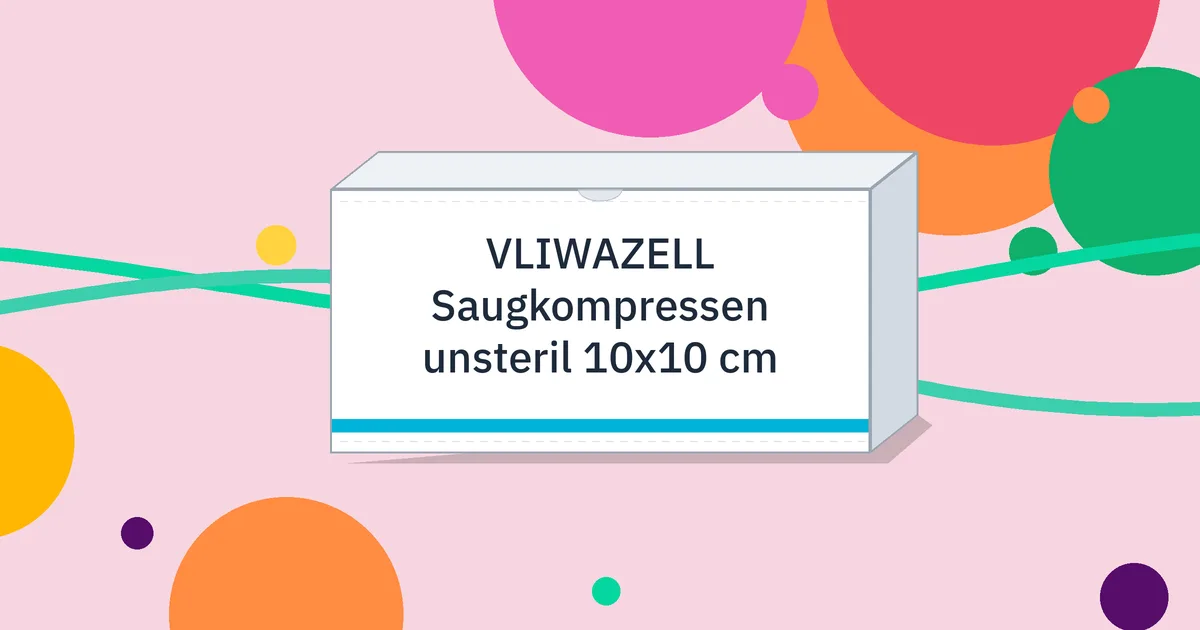Symbolbild: Packung mit der Aufschrift VLIWAZELL Saugkompressen unsteril 10x10 cm (PZN 20844935) – Verfügbarkeit und Bezug in Apotheken in Frankfurt am Main