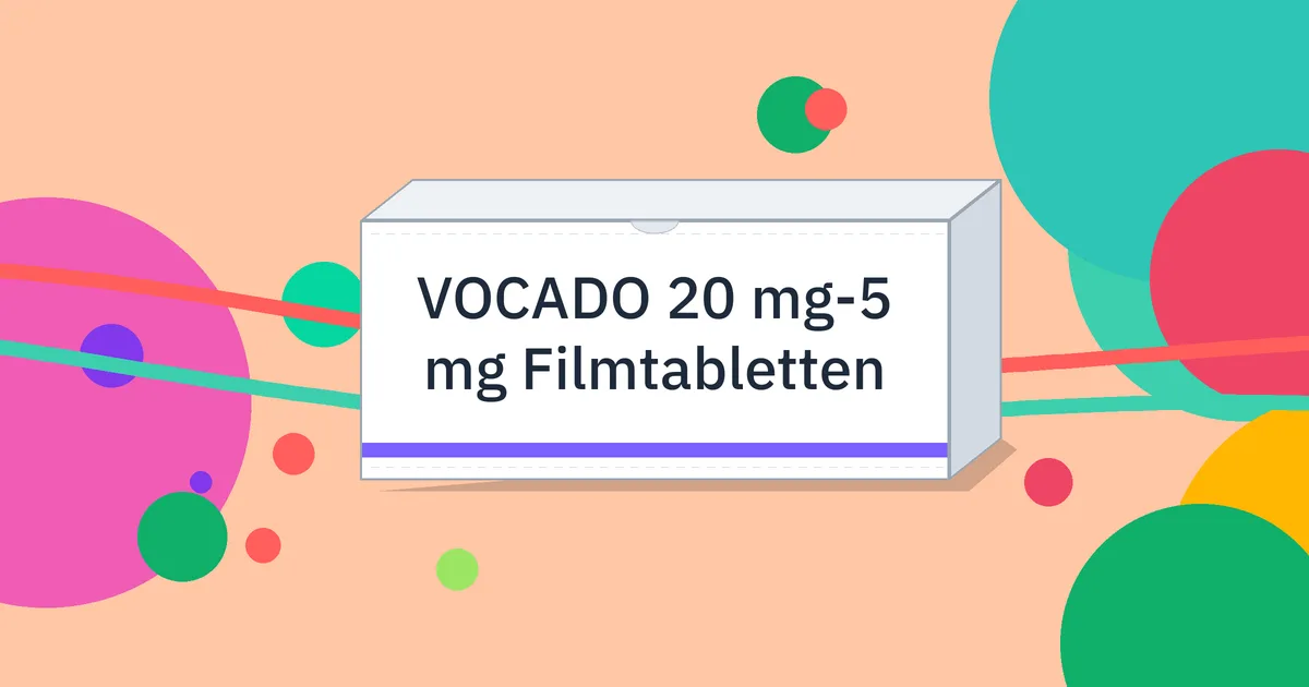 Symbolbild: Packung mit der Aufschrift VOCADO 20 mg-5 mg Filmtabletten (PZN 20223073) – Verfügbarkeit und Bezug in Apotheken in Frankfurt am Main