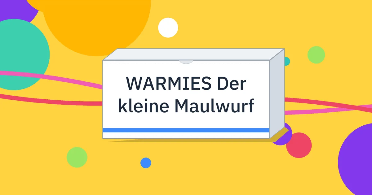 Symbolbild: Packung mit der Aufschrift WARMIES Der kleine Maulwurf (PZN 12396486) – Verfügbarkeit und Bezug in Apotheken in Frankfurt am Main