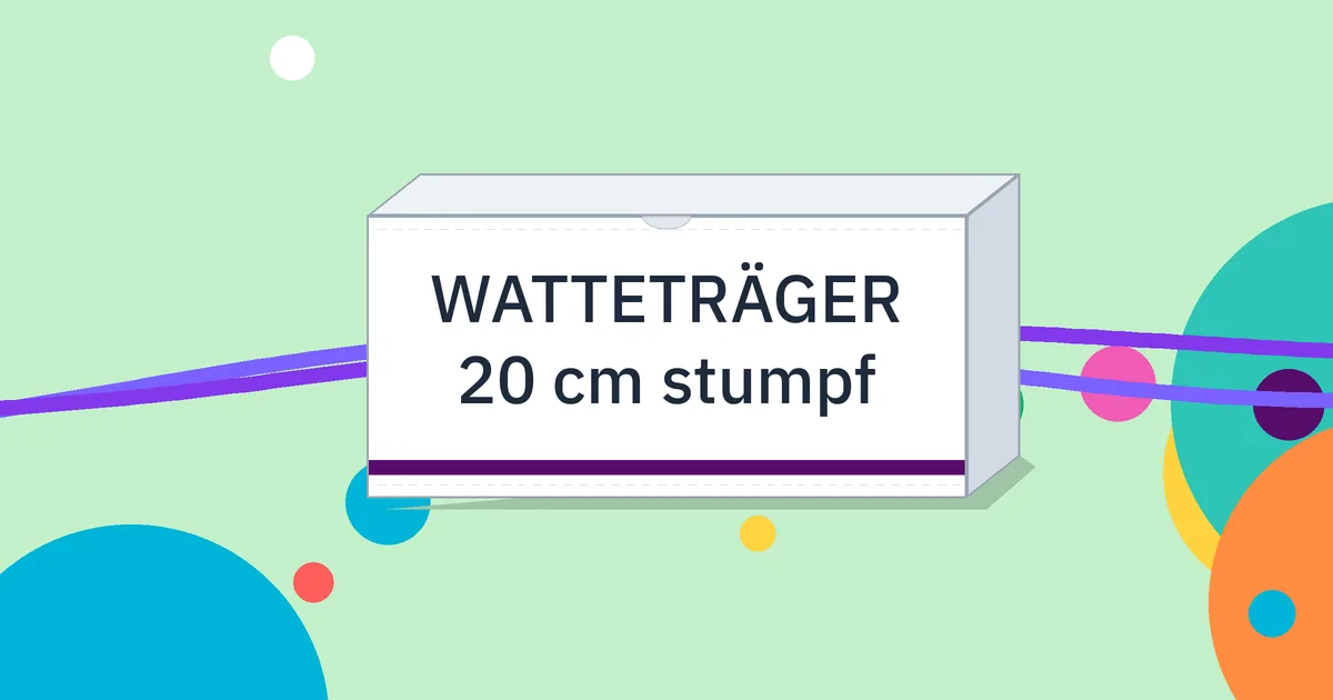 Symbolbild: Packung mit der Aufschrift WATTETRÄGER 20 cm stumpf (PZN 04866682) – Verfügbarkeit und Bezug in Apotheken in Frankfurt am Main