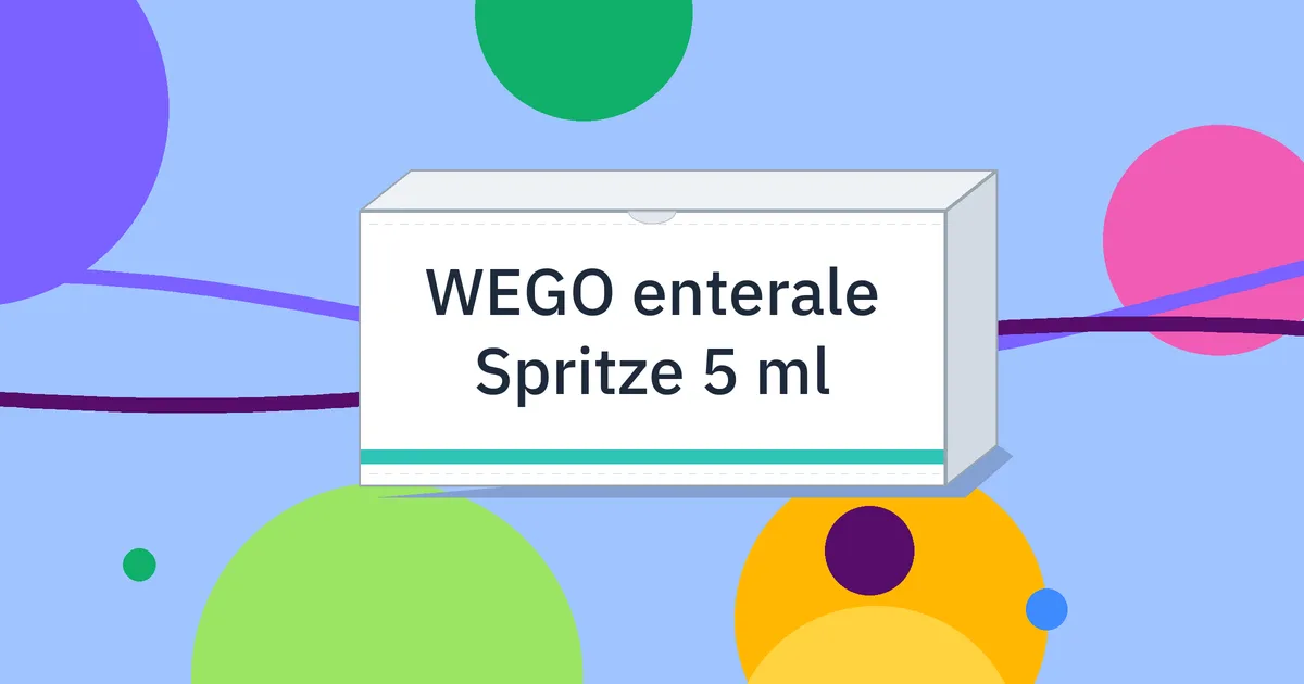 Symbolbild: Packung mit der Aufschrift WEGO enterale Spritze 5 ml (PZN 18859450) – Verfügbarkeit und Bezug in Apotheken in Frankfurt am Main