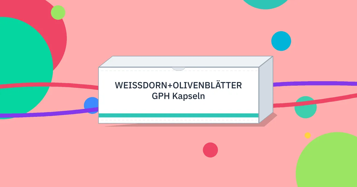 Symbolbild: Packung mit der Aufschrift WEISSDORN+OLIVENBLÄTTER GPH Kapseln (PZN 00966599) – Verfügbarkeit und Bezug in Apotheken in Frankfurt am Main