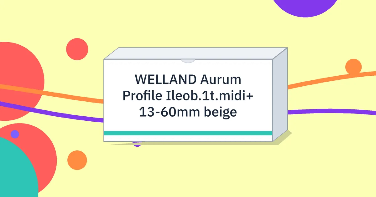 Symbolbild: Packung mit der Aufschrift WELLAND Aurum Profile Ileob.1t.midi+ 13-60mm beige (PZN 13921546) – Verfügbarkeit und Bezug in Apotheken in Frankfurt am Main